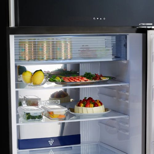 E-store | מקרר מקפיא עליון 517 ליטר נטו Sharp SJ-4650W עם התקן שבת מובנה - גימור זכוכית לבנה ...