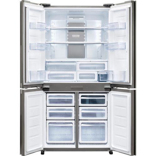 E-store | מקרר 4 דלתות מקפיא תחתון 611 ליטר נטו Sharp SJ-9270-SL-שבת מובנה - נירוסטה מושחרת ...