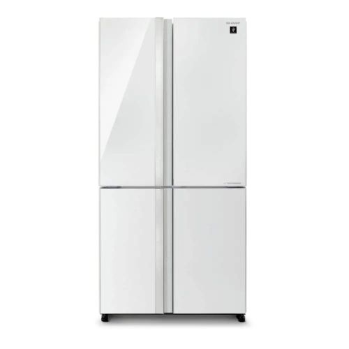 E-store | מקרר שארפ 611 ליטר Sharp SJ8841WH מקפיא תחתון-פונקציית שבת- 4 דלתות זכוכית לבנה ...